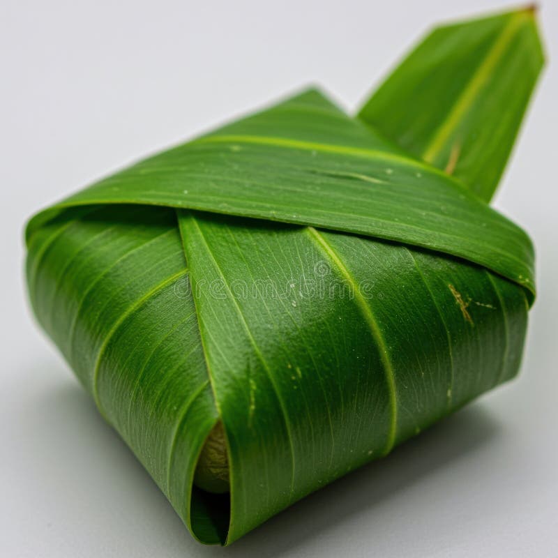 Square Green Leaf Wrapped Food on White Background Stock Illustration ...
