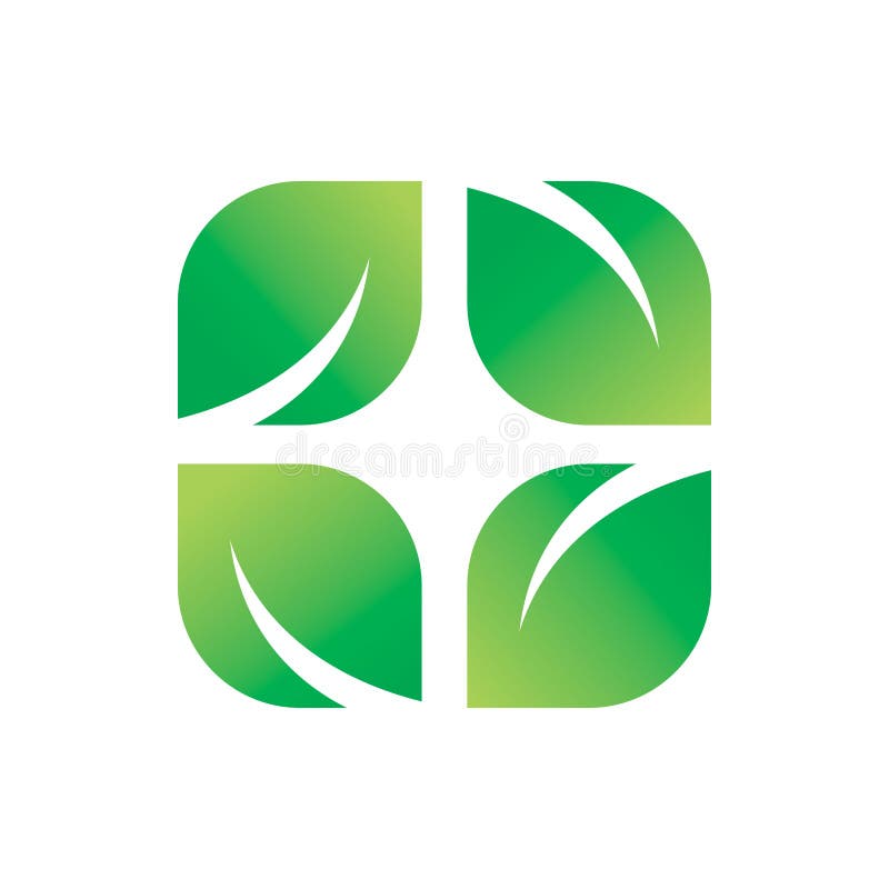 Square Green Natue Leaf Logo Design Stock Illustration - Illustration ...