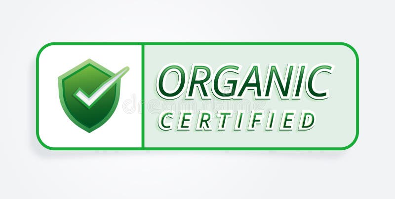 Square Green Organic Certified Label Logo Badge with Shield Icon Stock ...