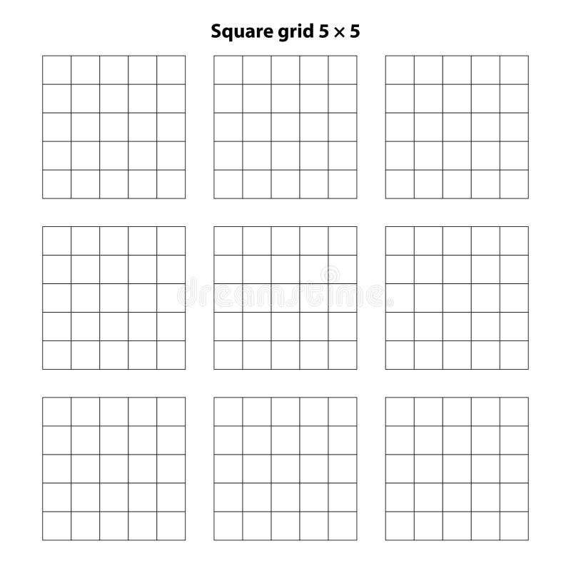 Square Grid with 5 by 5 9 Squares, Grid. Texture Background, Vector ...