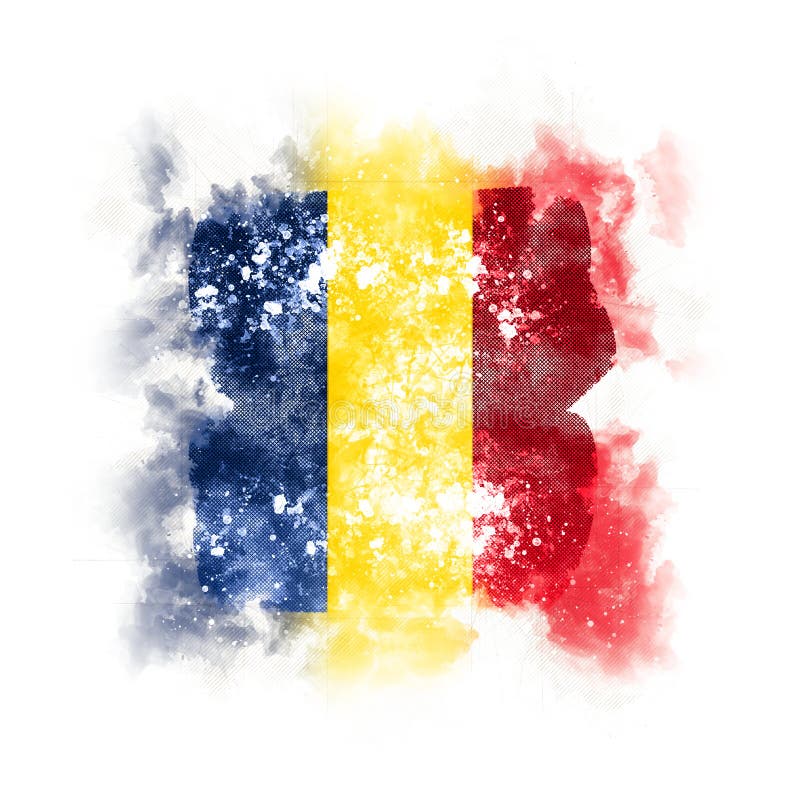 Square grunge flag of chad stock illustration. Illustration of flag ...