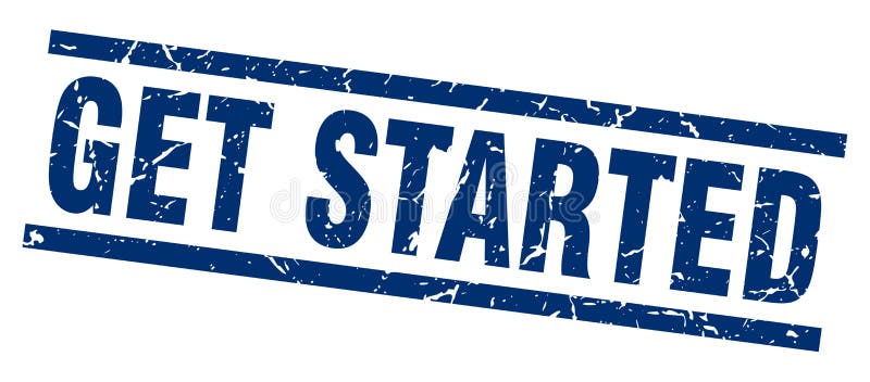 Get Started Blue Square Isolated Web Button Stock Vector - Illustration ...