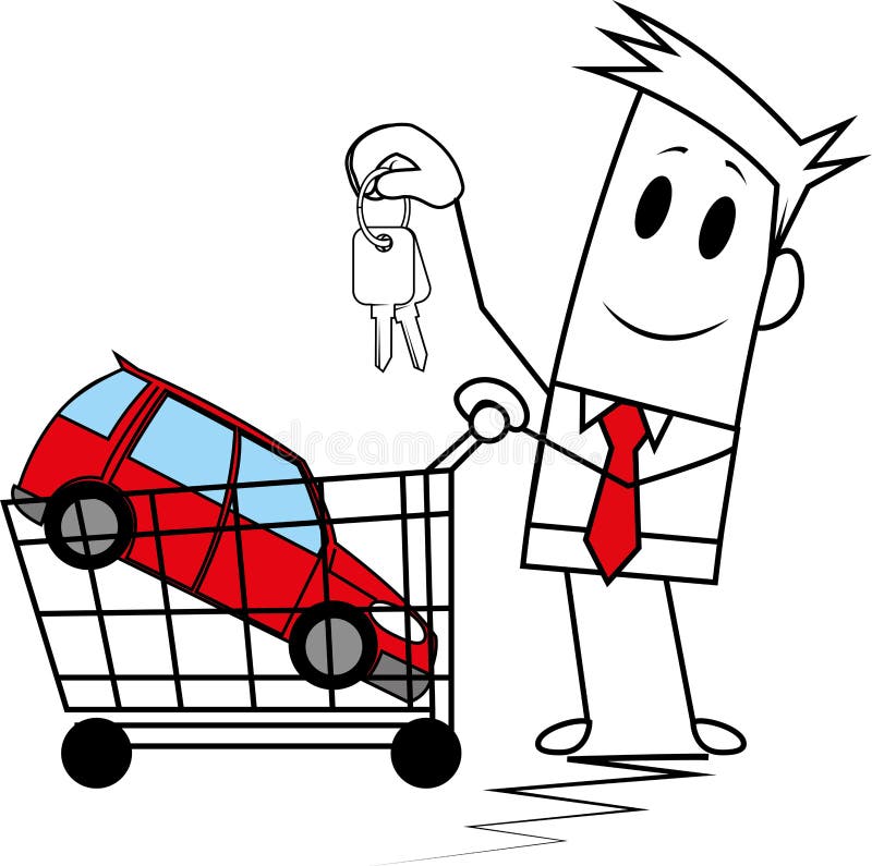 Square guy buying a car stock vector. Illustration of drawing - 31425169
