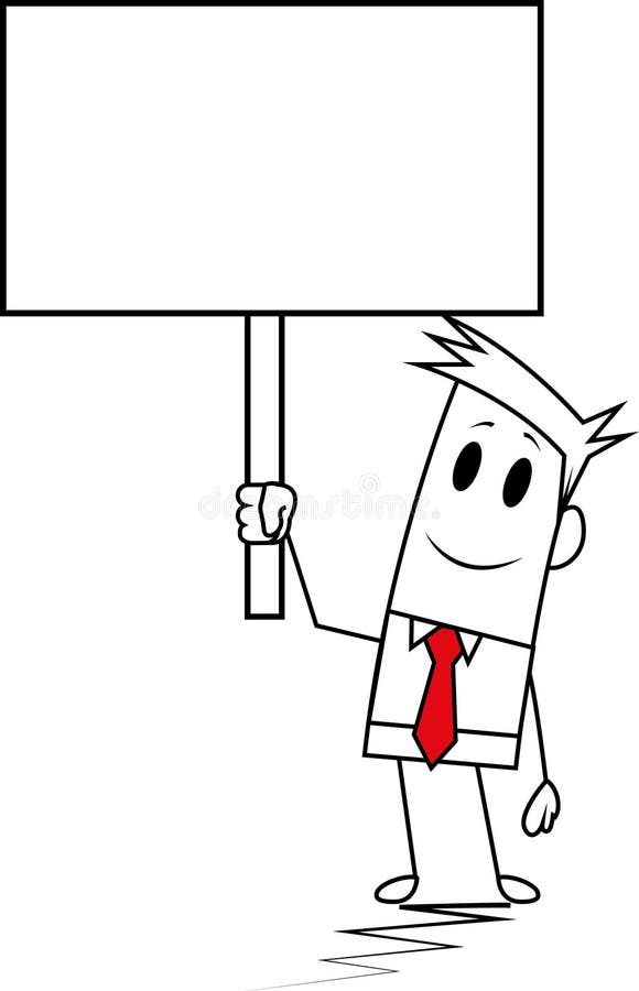 Stick Figure Stick Man Holding Blank Sign Billboard Stock Vector ...