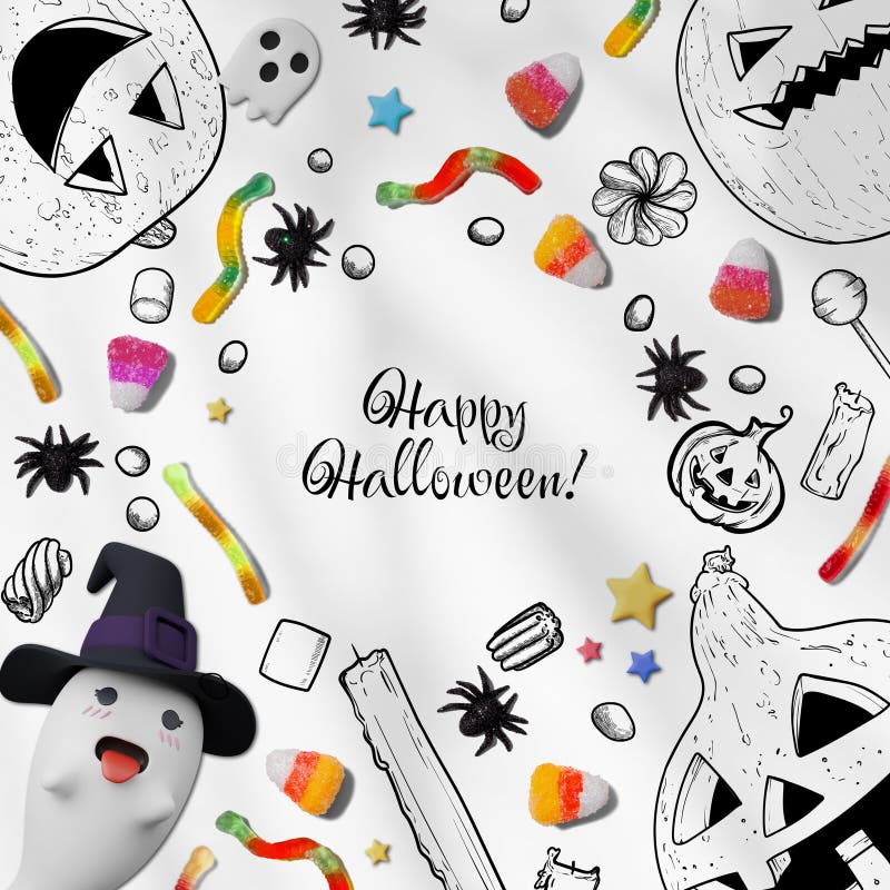 Square Halloween Frame Design with Text in the Middle Stock ...