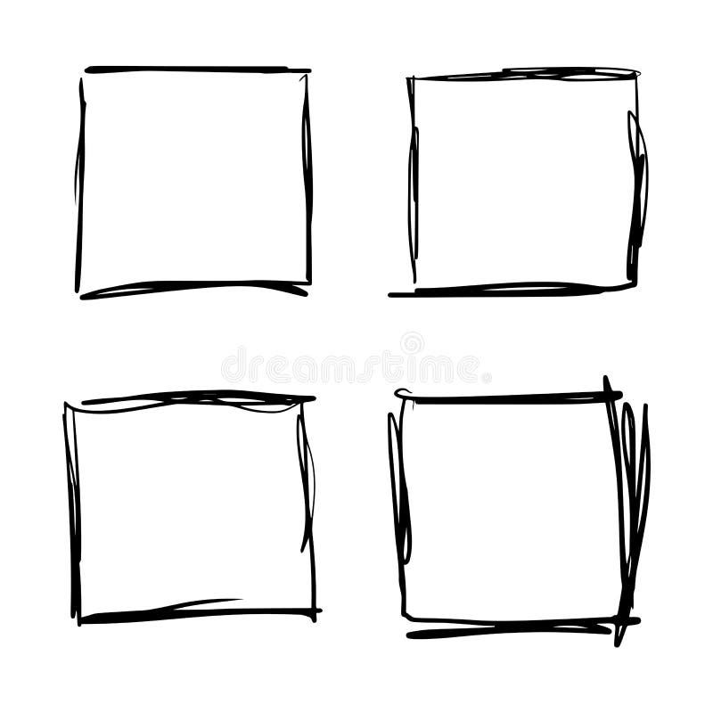 Square hand drawn set stock vector. Illustration of black - 145679033