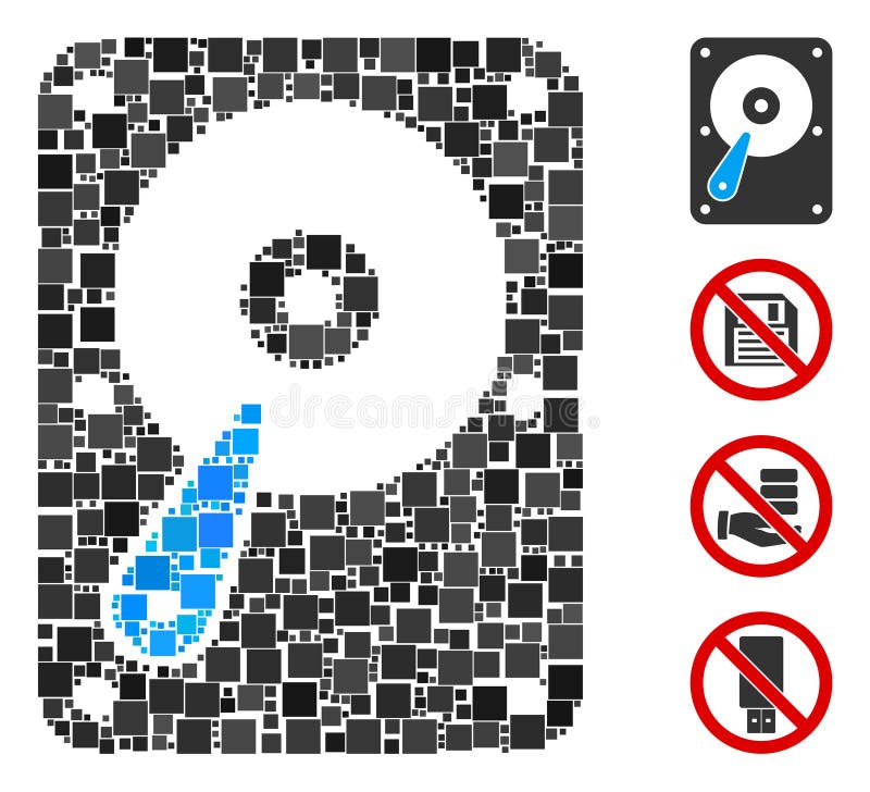 Square Hard Disk Icon Vector Mosaic Stock Vector - Illustration of ...