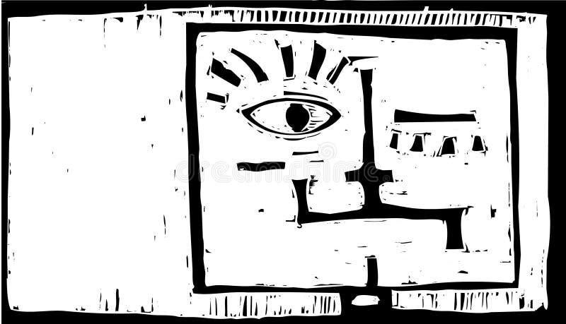 Square head stock vector. Illustration of happy, woodcut - 13235808