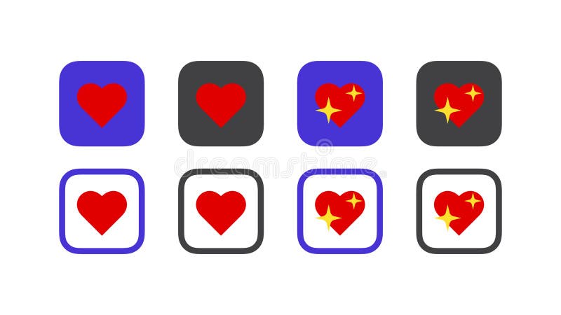 Square Heart Icons. Various Heart Icons Stock Illustration ...