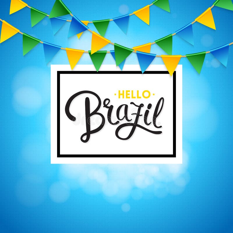 Square Hello Brazil Background with Flags Vector Image Stock Vector ...