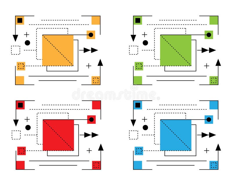 Square Hi Tech Abstract Line Art Frame Design Stock Illustration ...