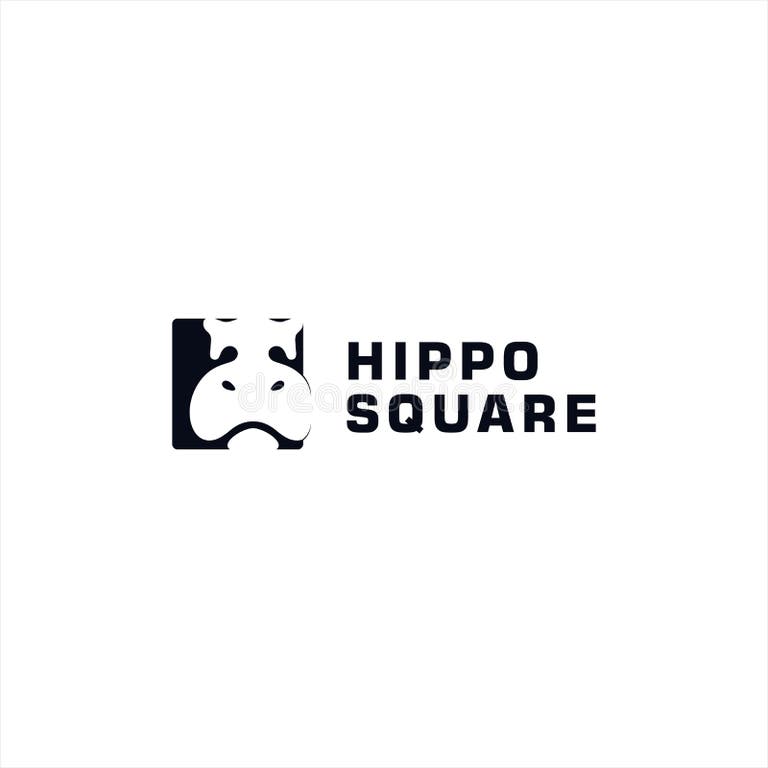 Square Hippo Logo Design Template Stock Vector - Illustration of hippo ...