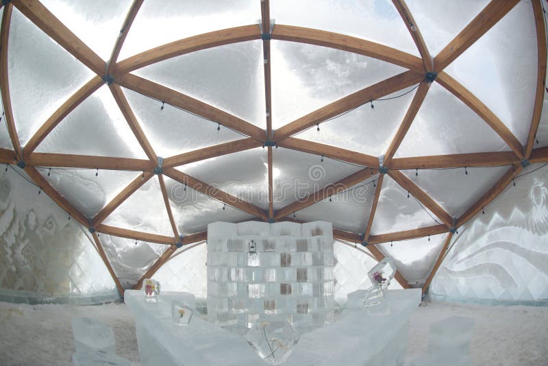 A Square Ice Cube is Placed in the Center of a Dome-shaped Ice . Stock ...