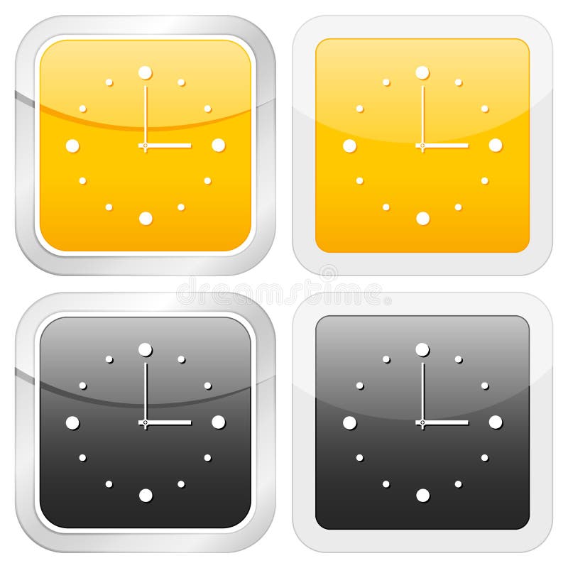 Square icon clock stock vector. Illustration of orange - 10634538
