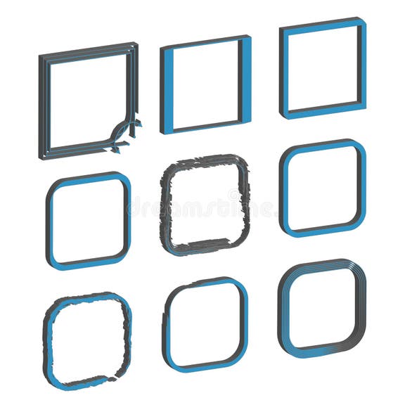 Square Icon Collection. Rounded Corner Symbols. Vector Interface ...