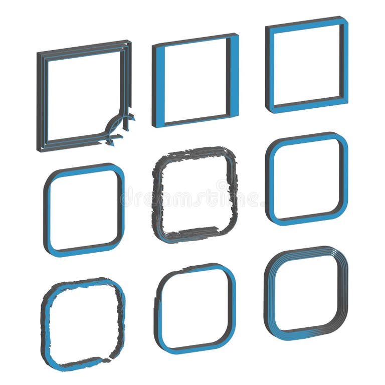 Square Icon Collection. Rounded Corner Symbols. Vector Interface ...