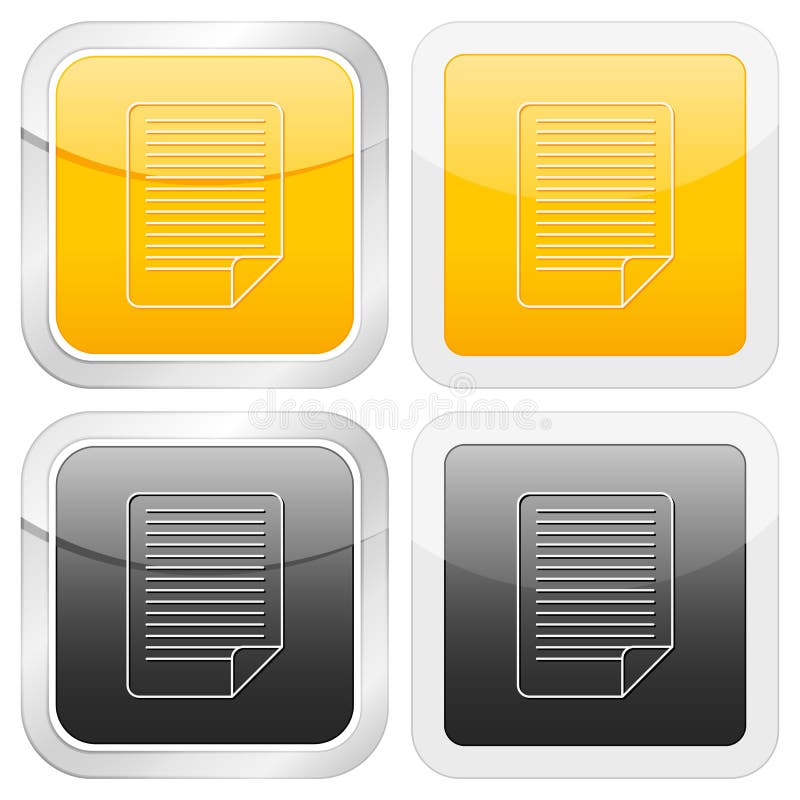 Square icon document stock vector. Illustration of yellow - 10634580