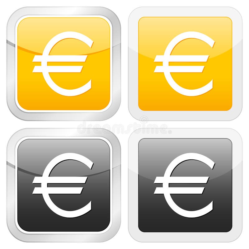 Square icon euro stock vector. Illustration of shadow - 10938260