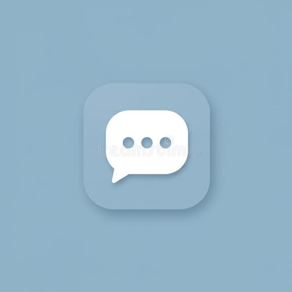 Square Icon Featuring a White Speech Bubble with Three Dots ...