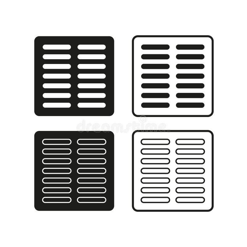 Square Icon Grid. Minimalist Line Pattern. Solid Black Shapes. Vector ...