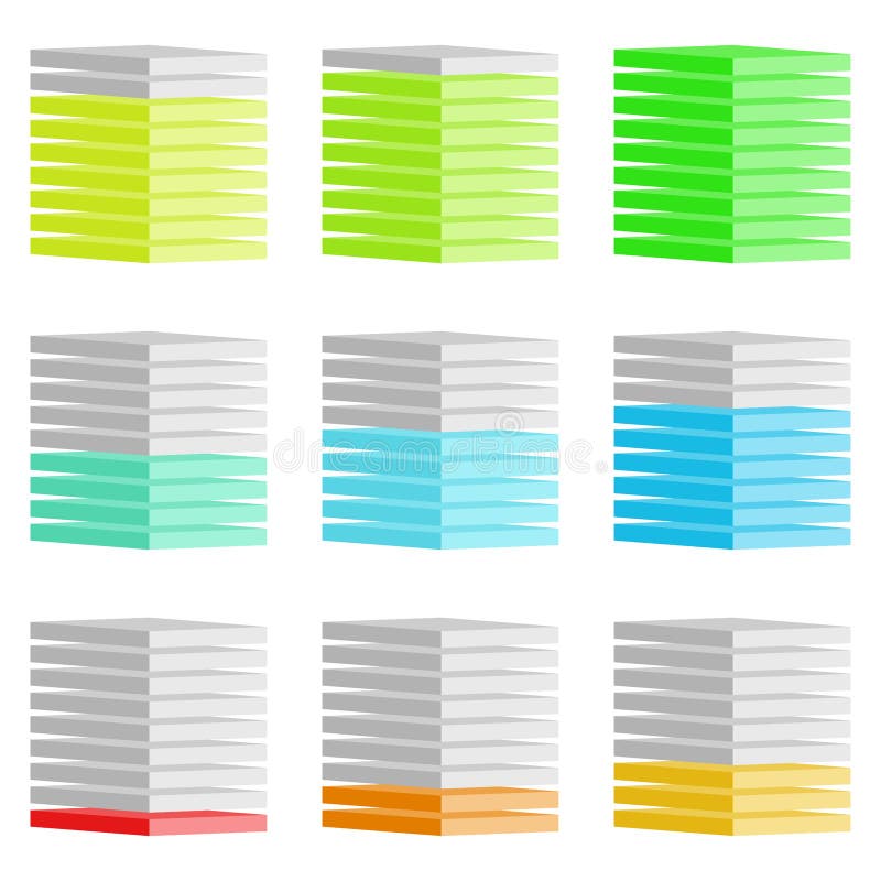 Square Icon Progress, Level Indicators with 9 Steps, Phases. Minimum ...