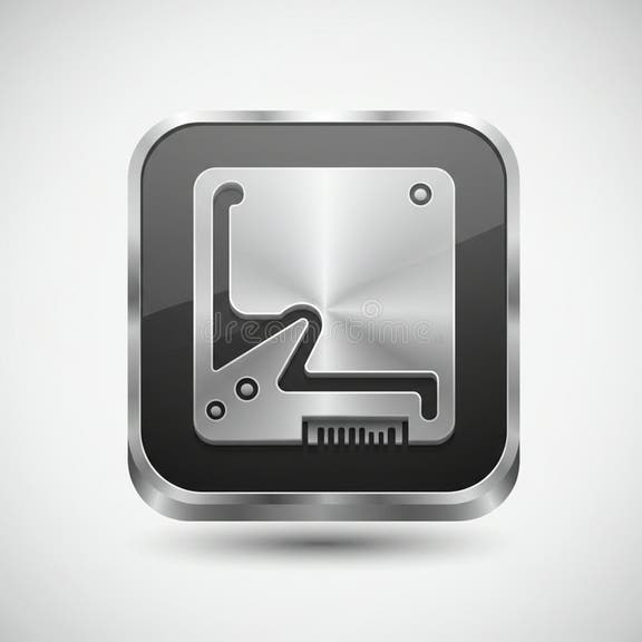 A Square Icon with Rounded Edges Features a Metallic, Beveled Border ...