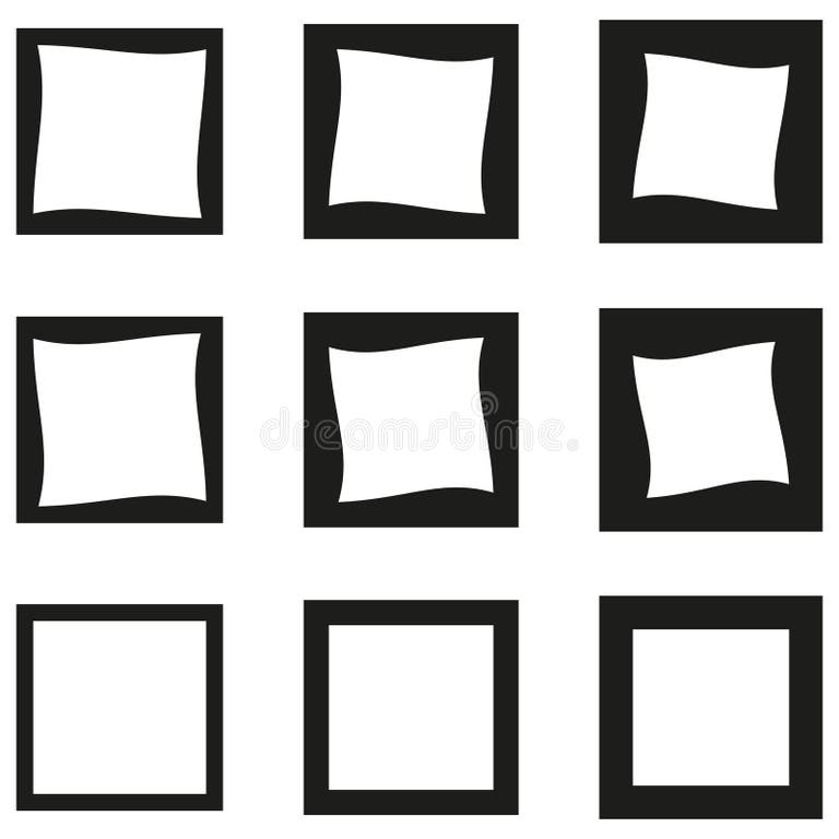 Square Icon Set. Wavy Line Shapes. Distorted Square Forms. Vector ...