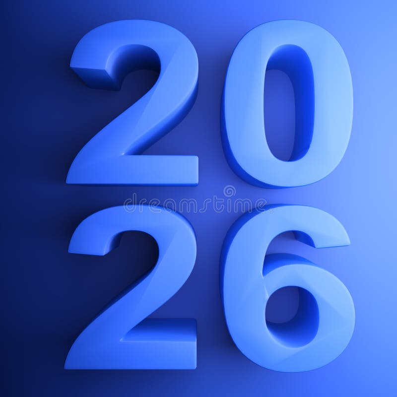 2026 Blue Square Icon - 3D Rendering Illustration Stock Illustration ...