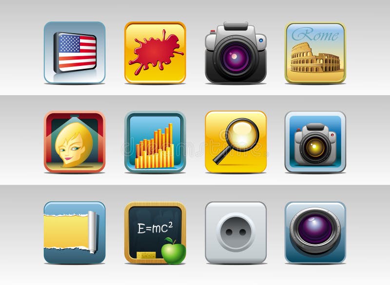 Computer icons set stock vector. Illustration of arrow - 14544006