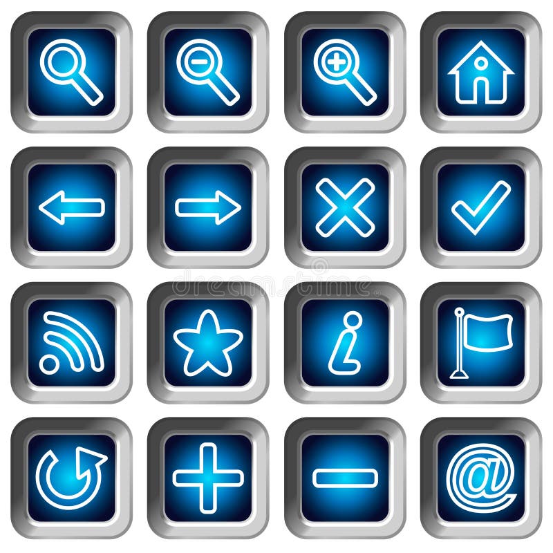 New Dark Blue Web Icons, Buttons Stock Vector - Illustration of letter ...