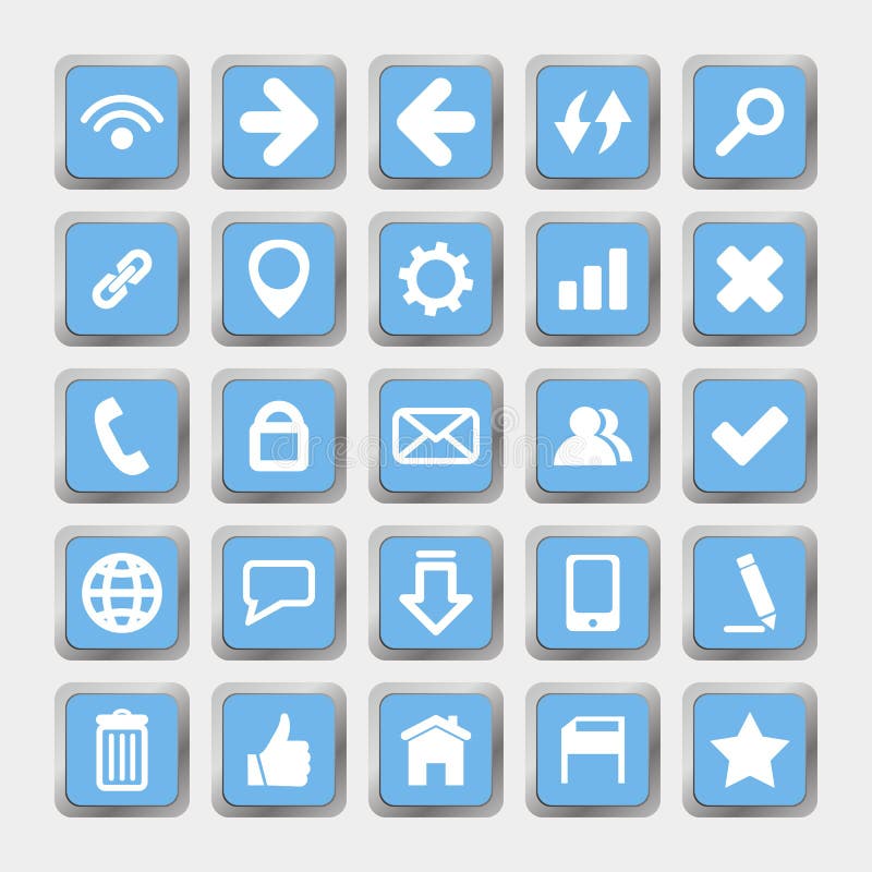 Square Icons Social Media and Internet Stock Vector - Illustration of ...