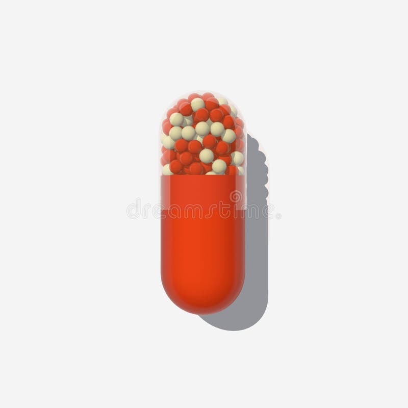 Blue Capsule Tablet with Blue and White Fractions Inside. 3D Render of ...