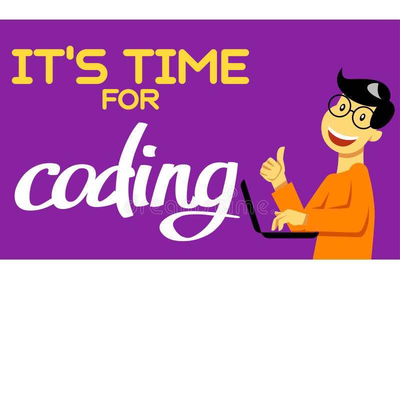 A Square Image of the Boy Who Studies Coding. a Vector Image for a ...