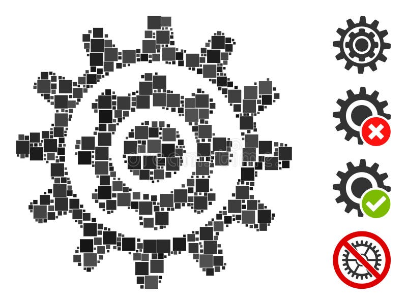 Square Inner Gear Icon Vector Mosaic Stock Vector - Illustration of ...