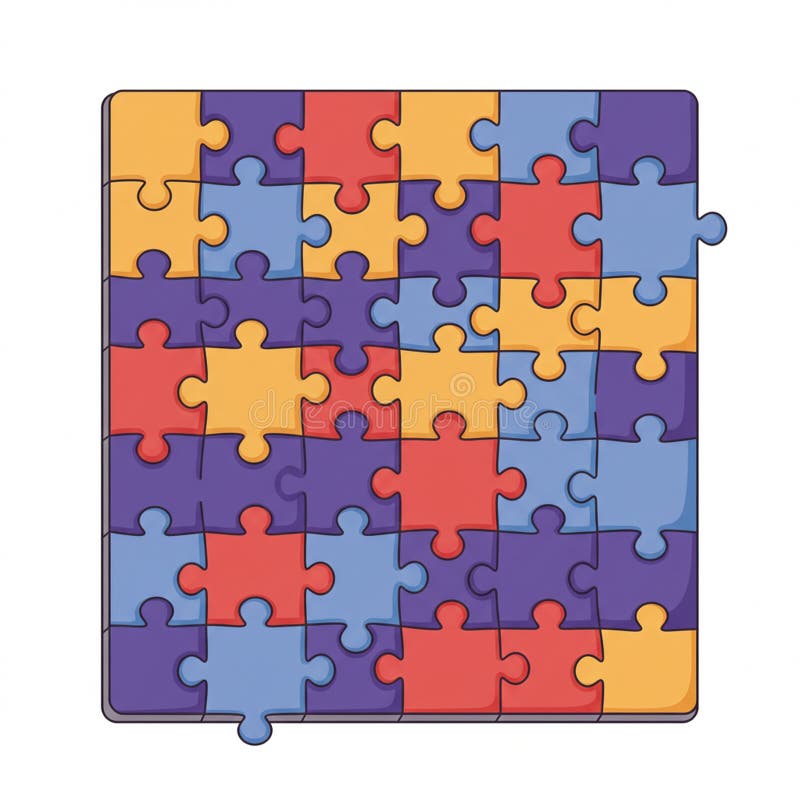 Square Jigsaw Puzzle with 36 Pieces in an Alternating Pattern. Colors ...