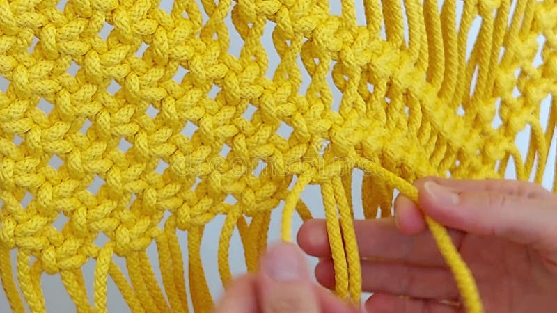 Square Knot, Macrame Weaving with Yellow Threads Stock Video - Video of ...