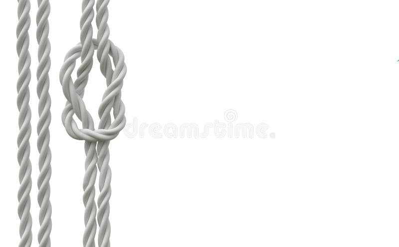 Square Knot on White Ropes Isolated on White 3d Render Illustration ...