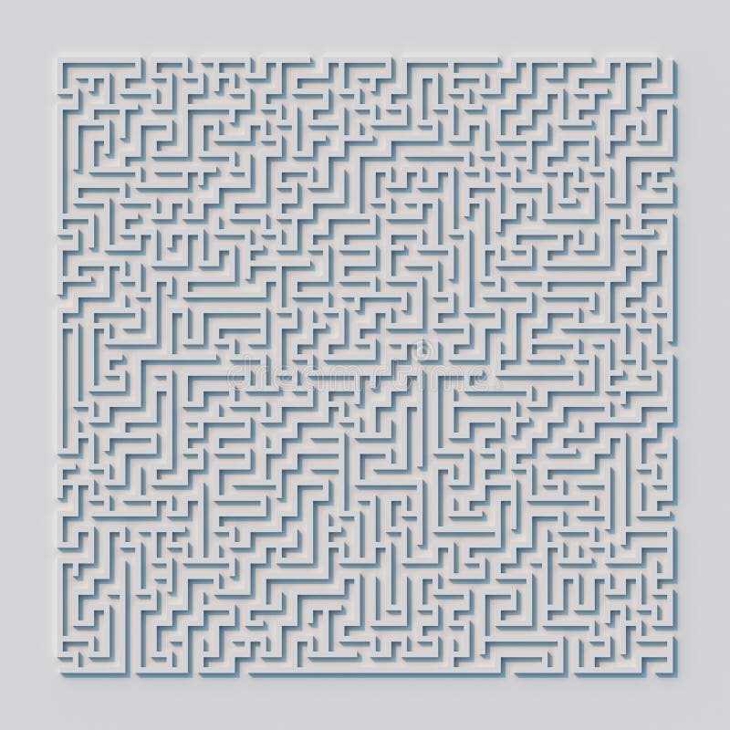 Square Labyrinth Concept 3d Rendering Stock Illustration - Illustration ...