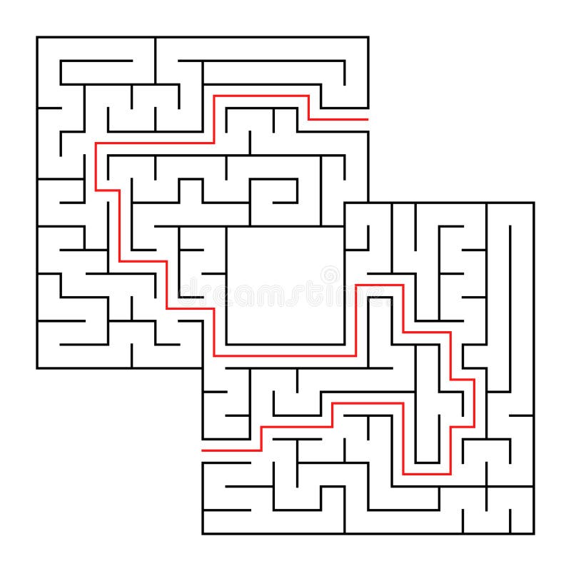 A Square Labyrinth with an Entrance and an Exit. Simple Flat Vector ...