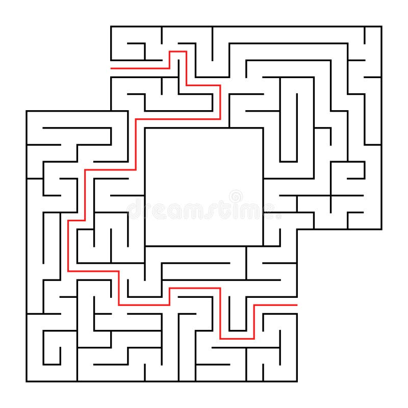 A Square Labyrinth with an Entrance and an Exit. Simple Flat Vector ...