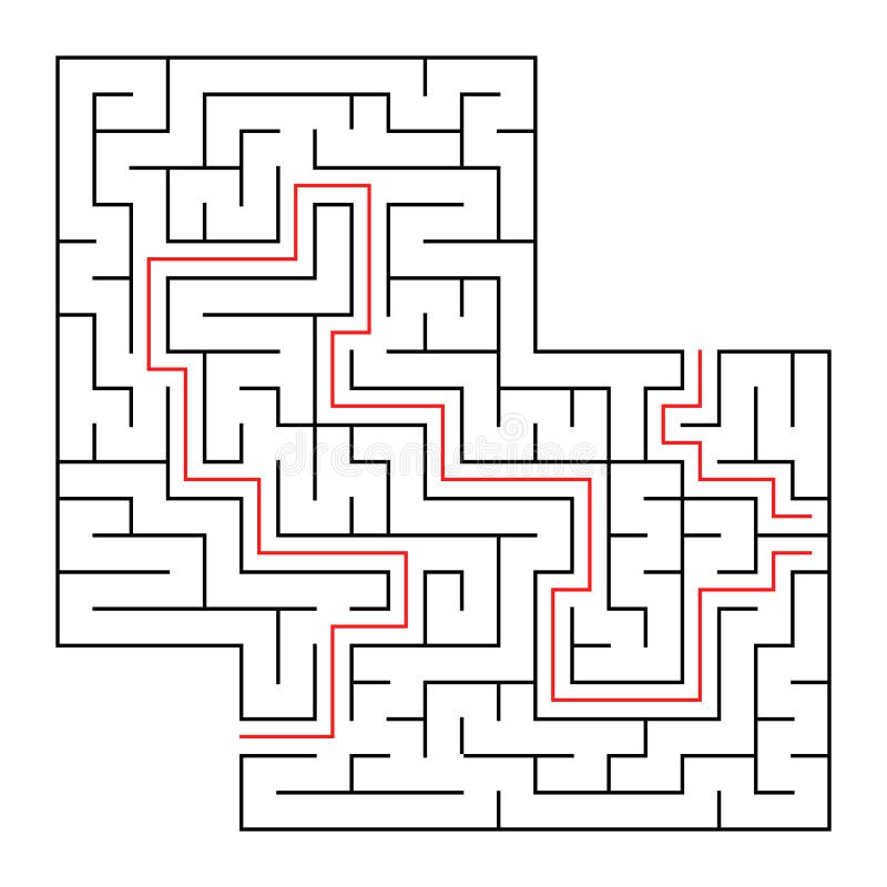 A Square Labyrinth with an Entrance and an Exit. Simple Flat Vector ...