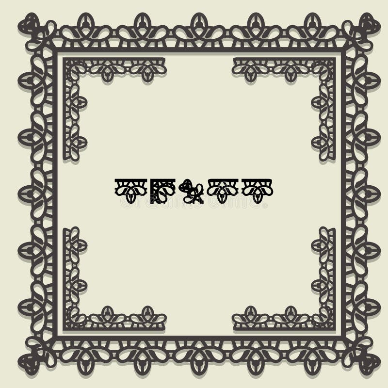 Square Lace Frame, Corner Elements and Pattern Brush Set Stock Vector ...