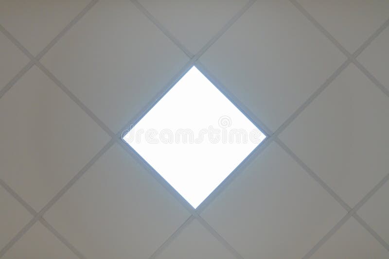 Square Lamp on a White Office Ceiling. Interior Design in the Office ...