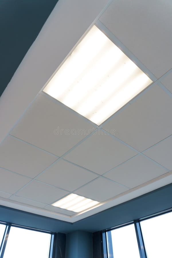 Square Lamp on a White Office Ceiling. Interior Design in the Office ...