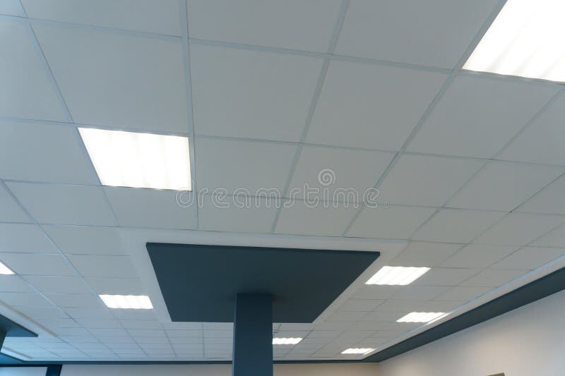 Square Lamp on a White Office Ceiling. Interior Design in the Office ...
