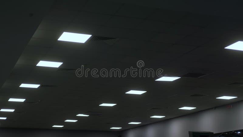 Square Led Lamps Built into the Ceiling Glowing in the Dark. To Include ...