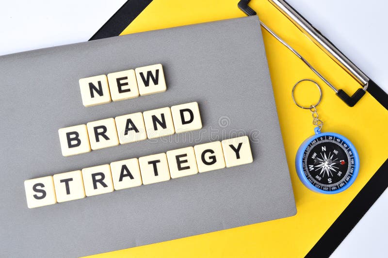 Top View of Square Letters with Text NEW BRAND STRATEGY Stock ...
