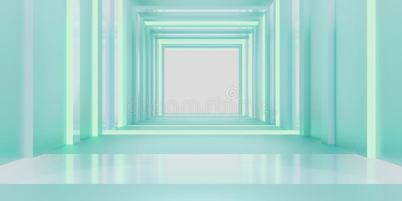 Square Light Tunnel Modern Background Technology Corridor 3d ...