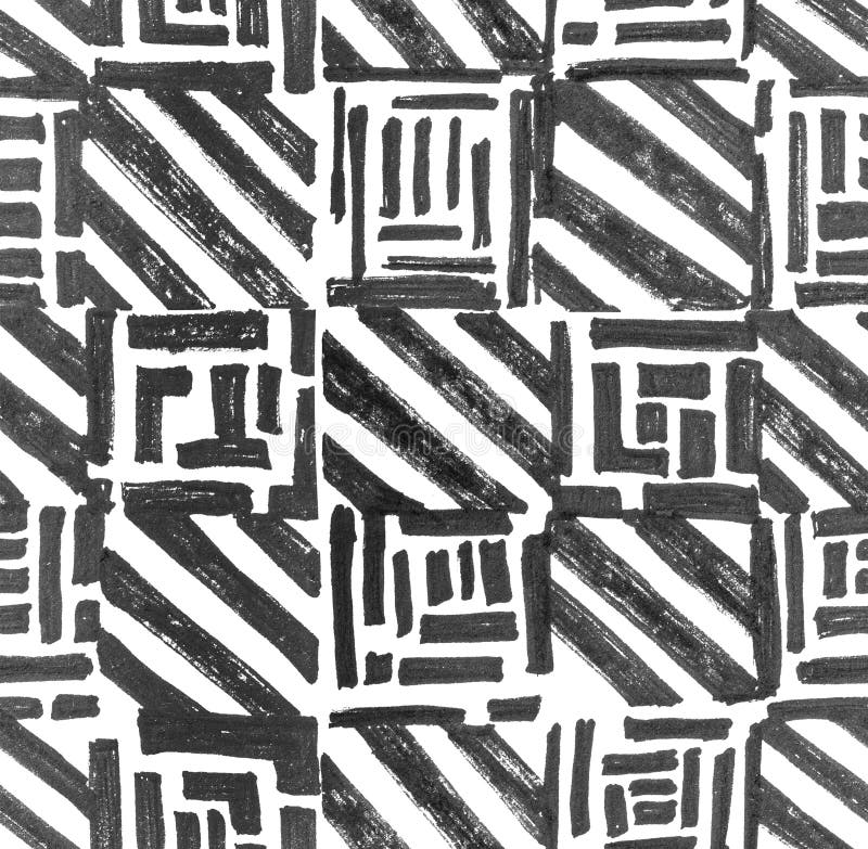 Square Line Marker Hand Made Pattern. Abstract Geometry Seamless ...