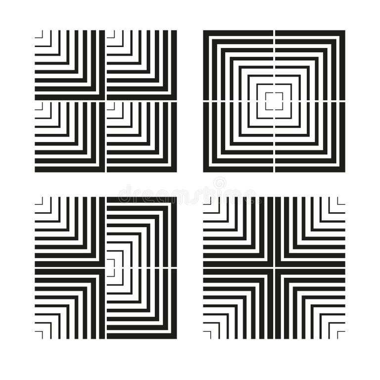Square Line Pattern. Optical Stripe Illusion. Abstract Contour Shape ...